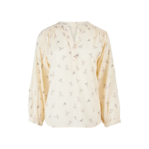 Ines blouse in Salut print / ecru
