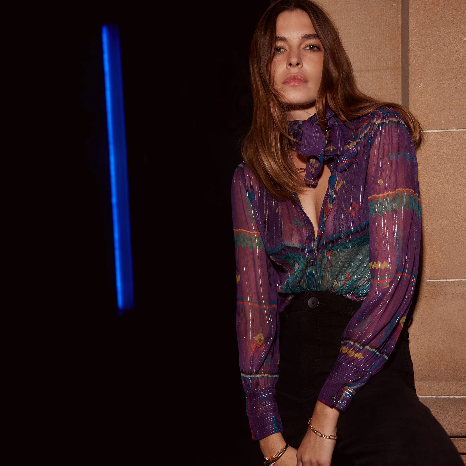 Amelie blouse in Iridescent Rainbow print